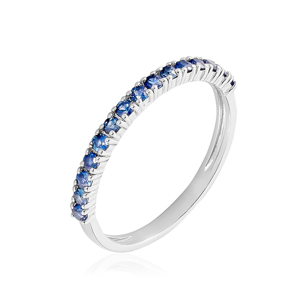 Argolla Oro Blanco con Zafiros Azules Engastados – Juli & Co